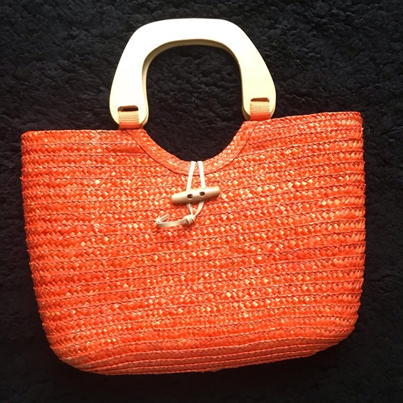Bags | Orange Straw Bag | Poshmark